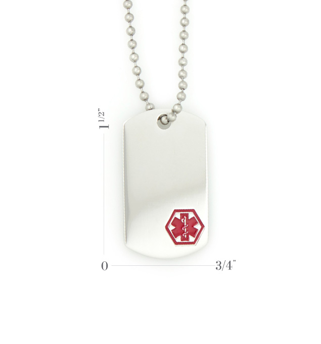 Red Mini Medical Dog Tag Necklace | Lauren's Hope