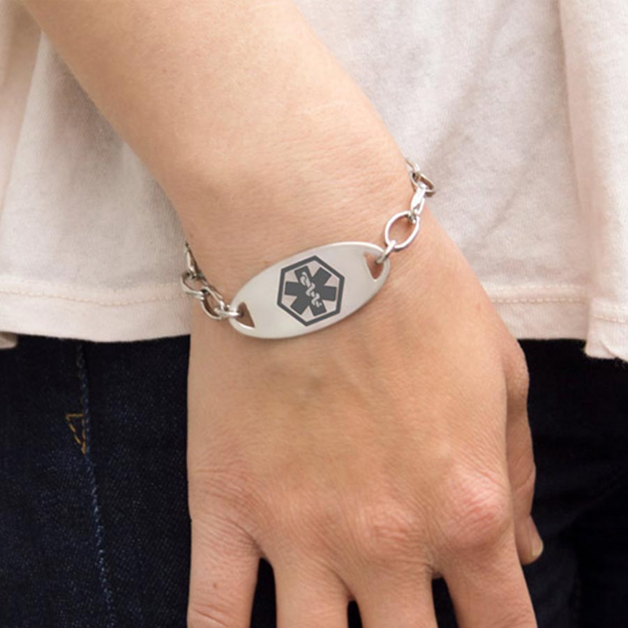 Stainless Charcoal Engraved Medical ID Tag | Lauren's Hope