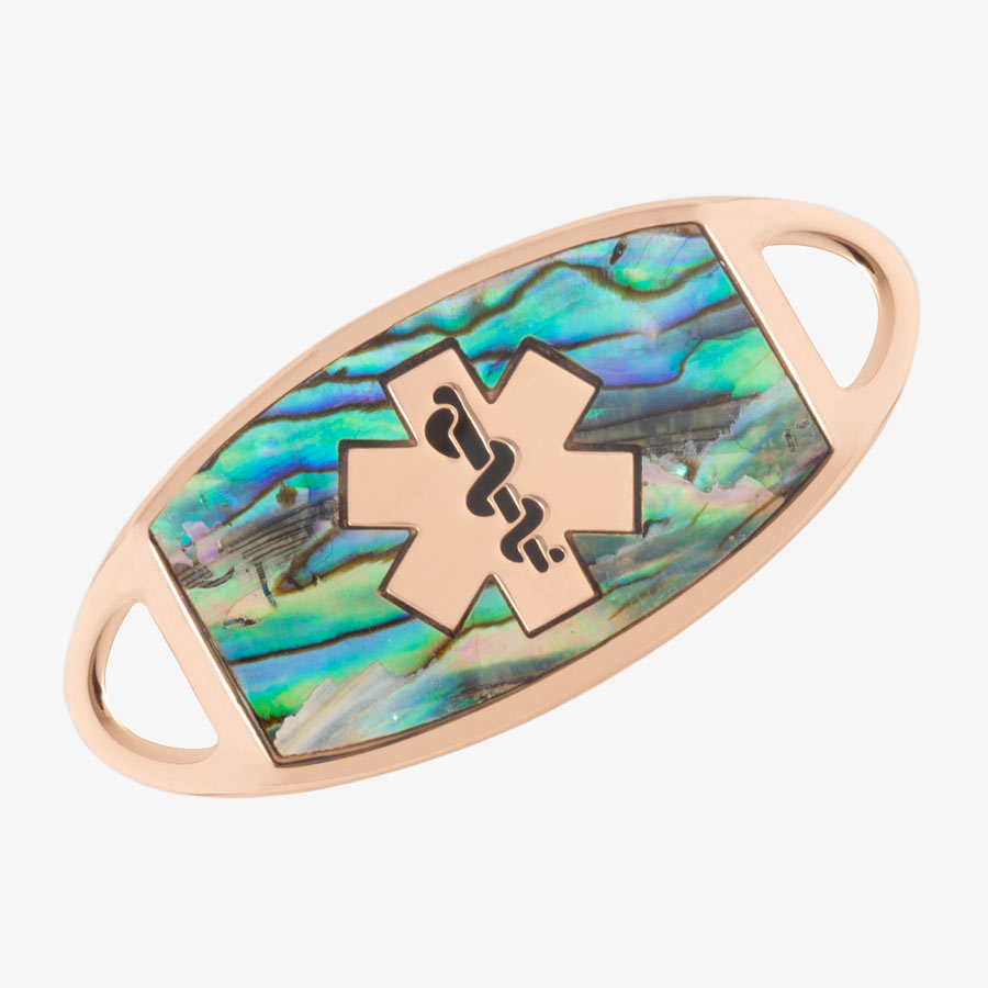 Coastal Medical ID Bracelet Tag in Abalone and Rose Gold