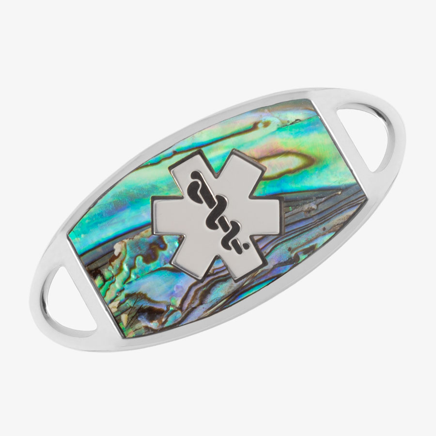 Coastal Medical Alert Tag in Lilac Abalone and Stainless Steel