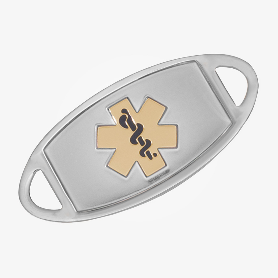 Custom Engraved Silver and Gold Medical Alert Tag