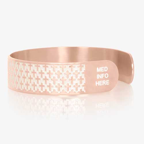 Insight Medical Alert Cuff in Rose Gold and Pearl