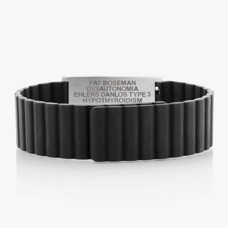 Metro MagSport Silicone Med ID Bracelet in Black and Silver