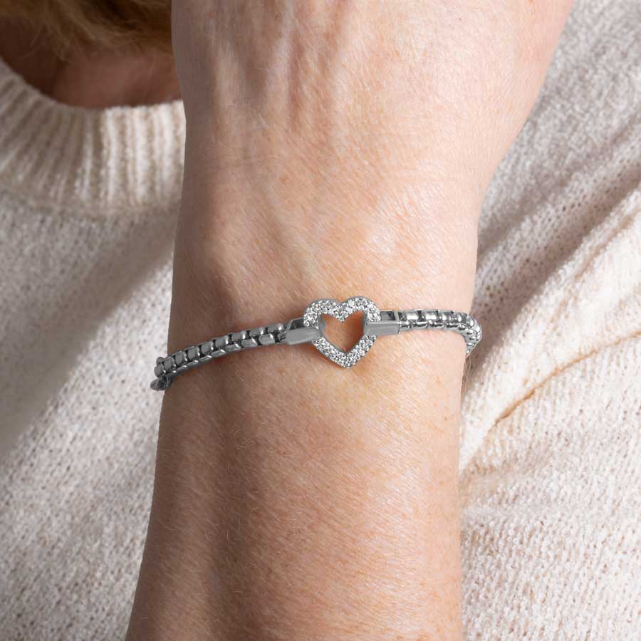 Crystal Heart Medical Alert Bracelet in Silver