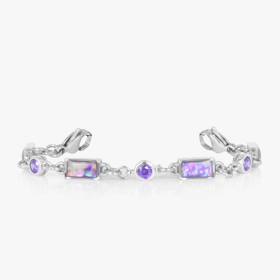 Brielle CZ Medical ID Bracelet in Lilac Abalone and Silver