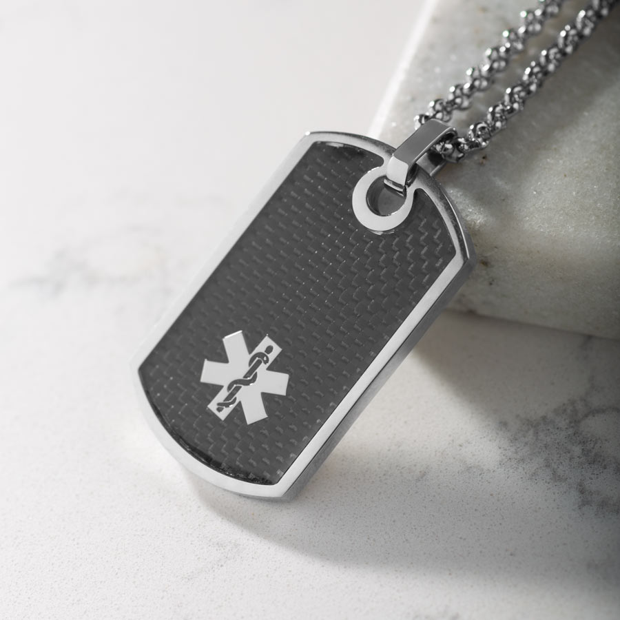 Stingray Black and Steel Tone Medical ID Dog Tag