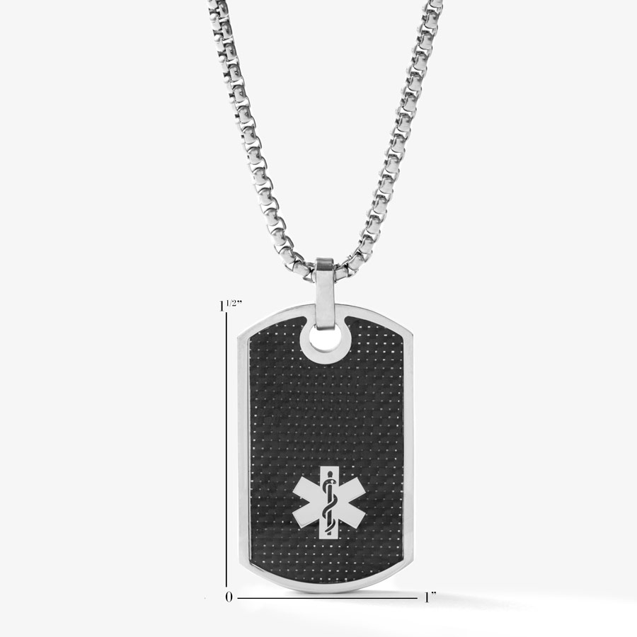 Stingray Black and Steel Tone Medical ID Dog Tag