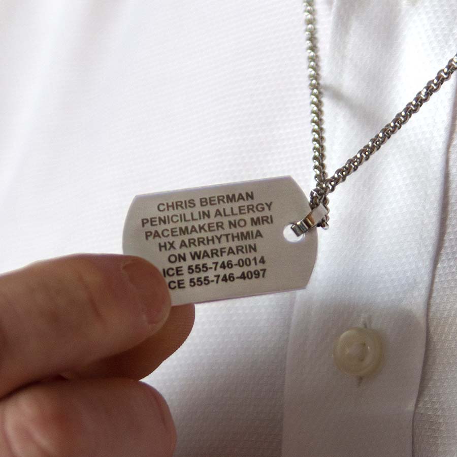 Stingray Black and Steel Tone Medical ID Dog Tag