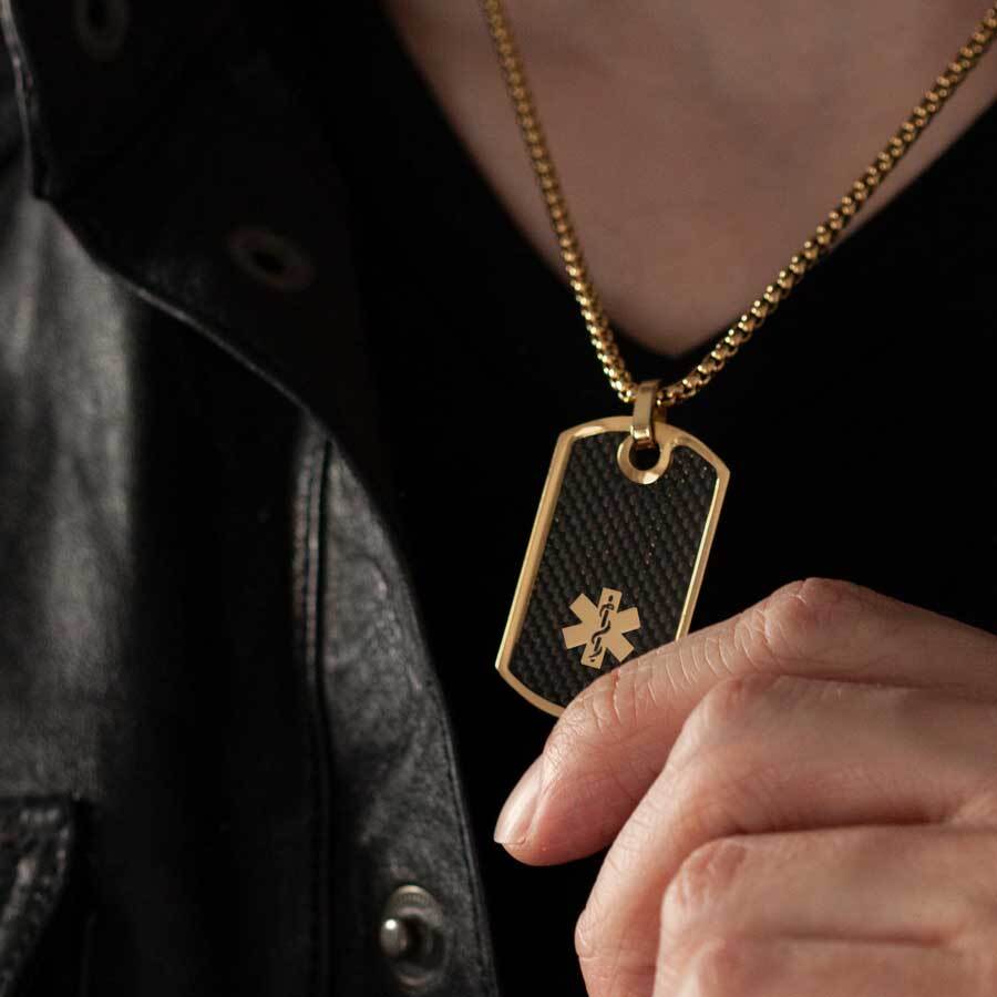 Stingray Medical Alert Dog Tag in Yellow Gold