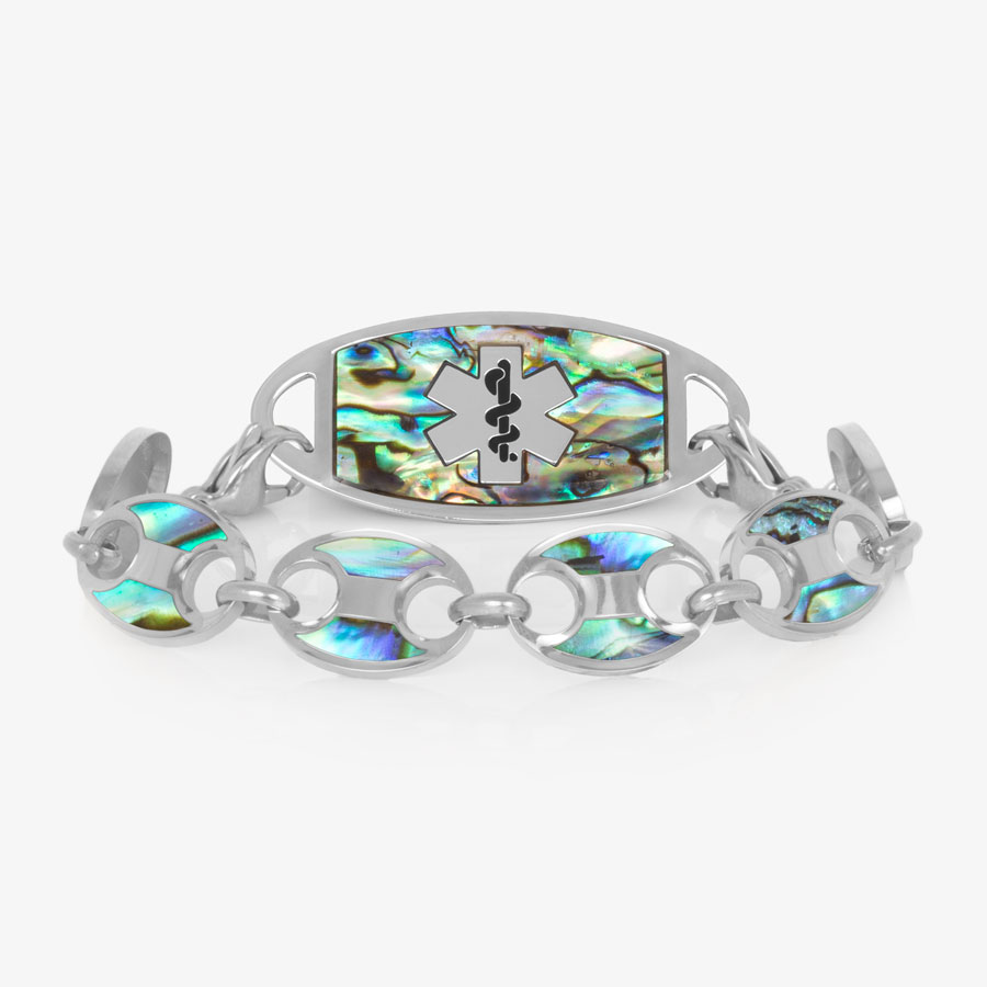 Saylor Mariner Chain Medical ID Bracelet – Silver & Abalone | Lauren’s Hope