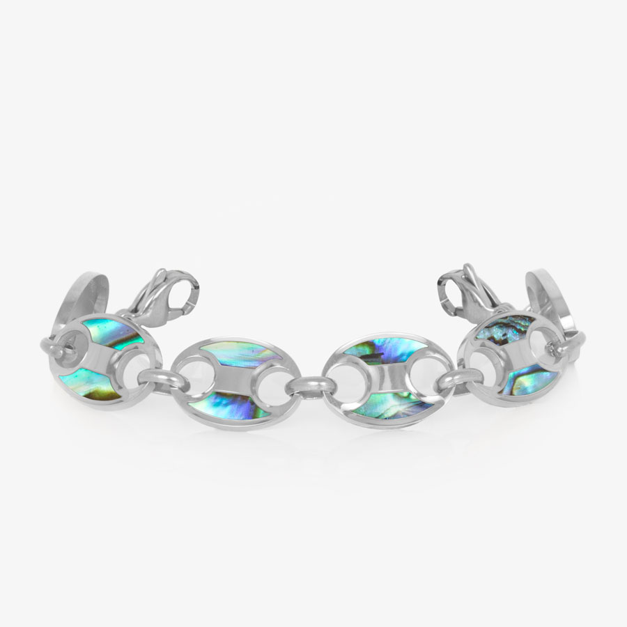 Saylor Mariner Chain Medical ID Bracelet – Silver & Abalone | Lauren’s Hope