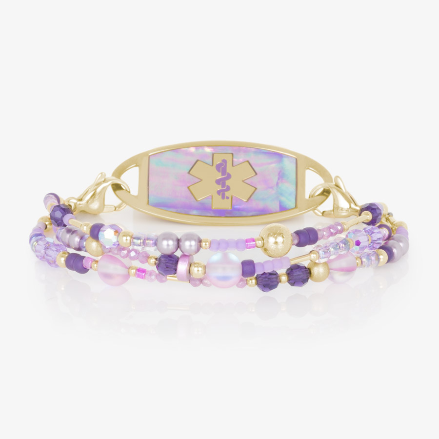 Jolie Violet Purple Beaded Medical Alert Bracelet