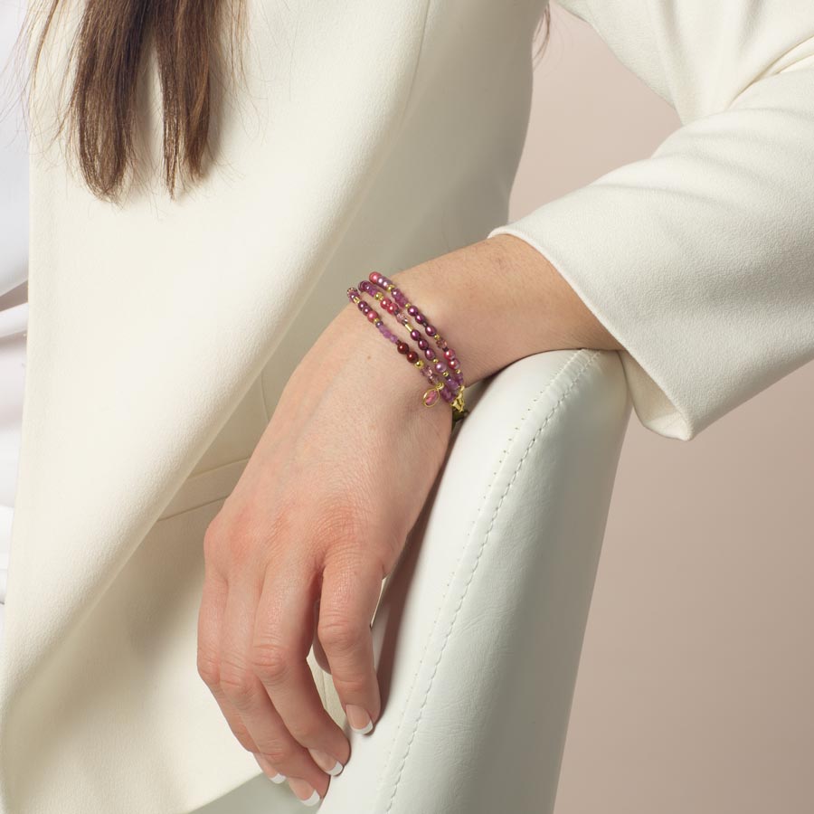 Madeline Stretch Beaded Medical ID Bracelet in Gold – Elegant Medical ...